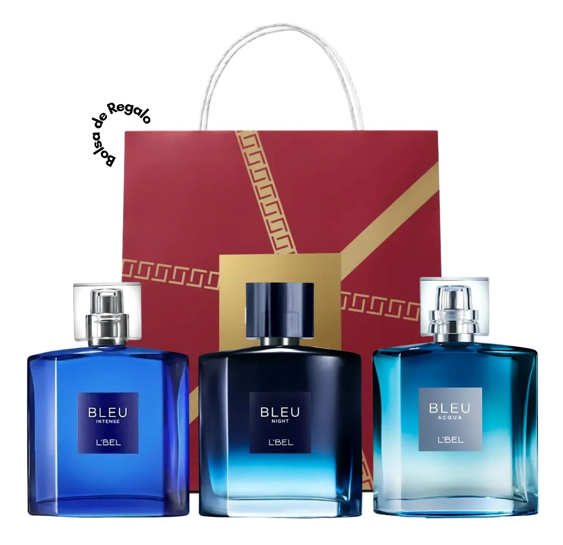 Set de Perfumes L'BEL Bleu intense + night + acqua + bolsa de regalo