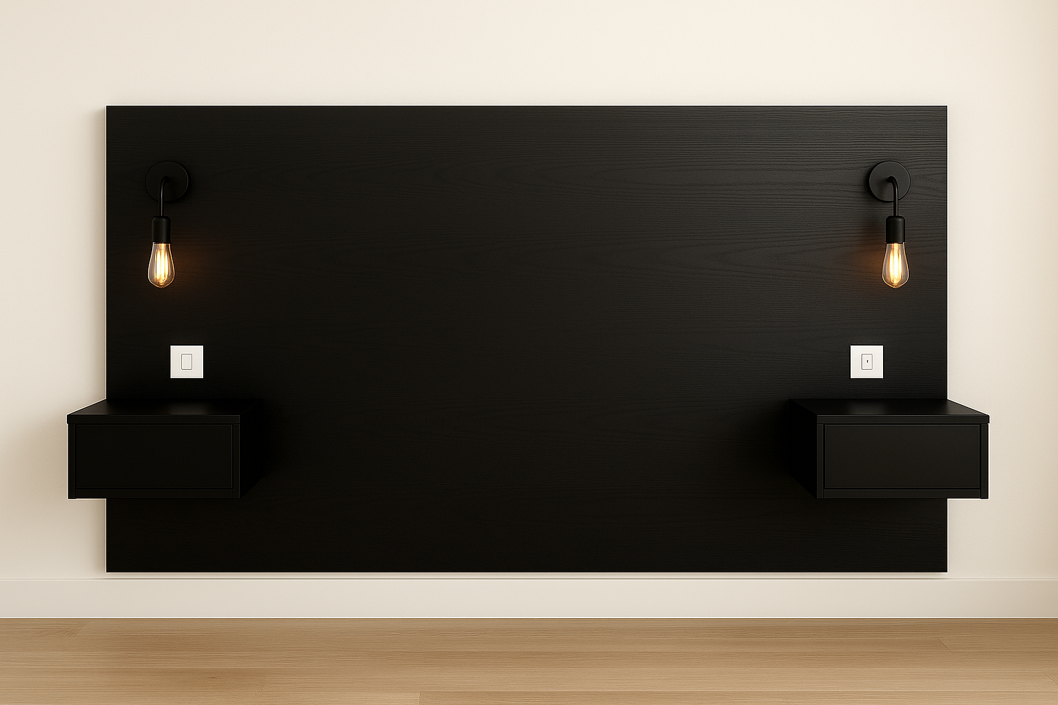 Cabecera Flotante Moderna Ligna Decor con 2 Buros, Lámparas y ...