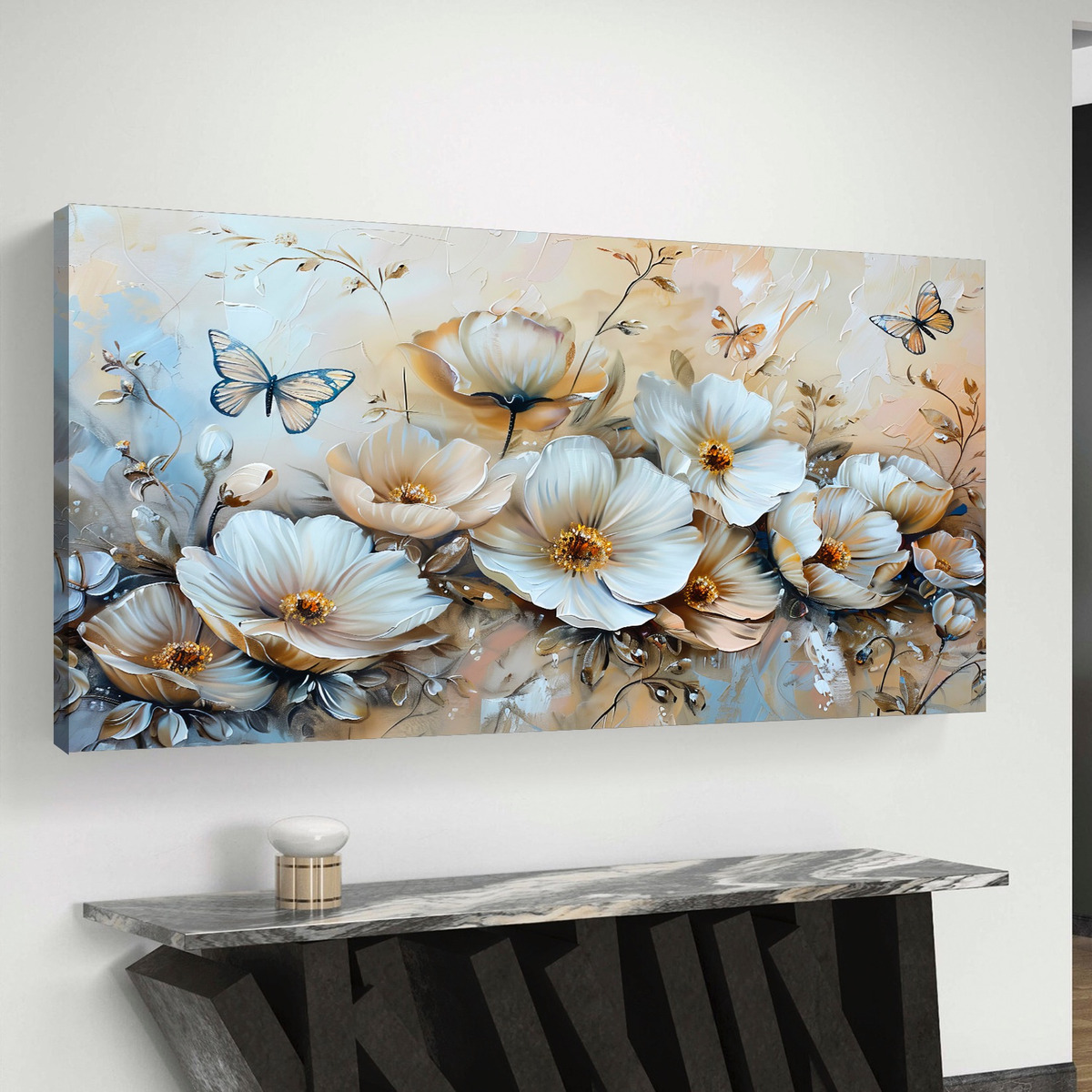 Cuadro Flores Tipo Oleo Rosas Abstracto Lienzo Canvas 120x60