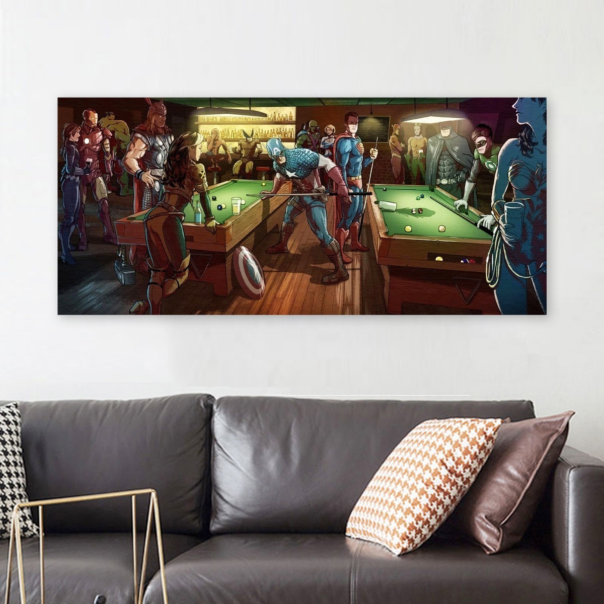 Marvel Vs Dc Billar Cuadro Decorativo Canvas 4k Premium