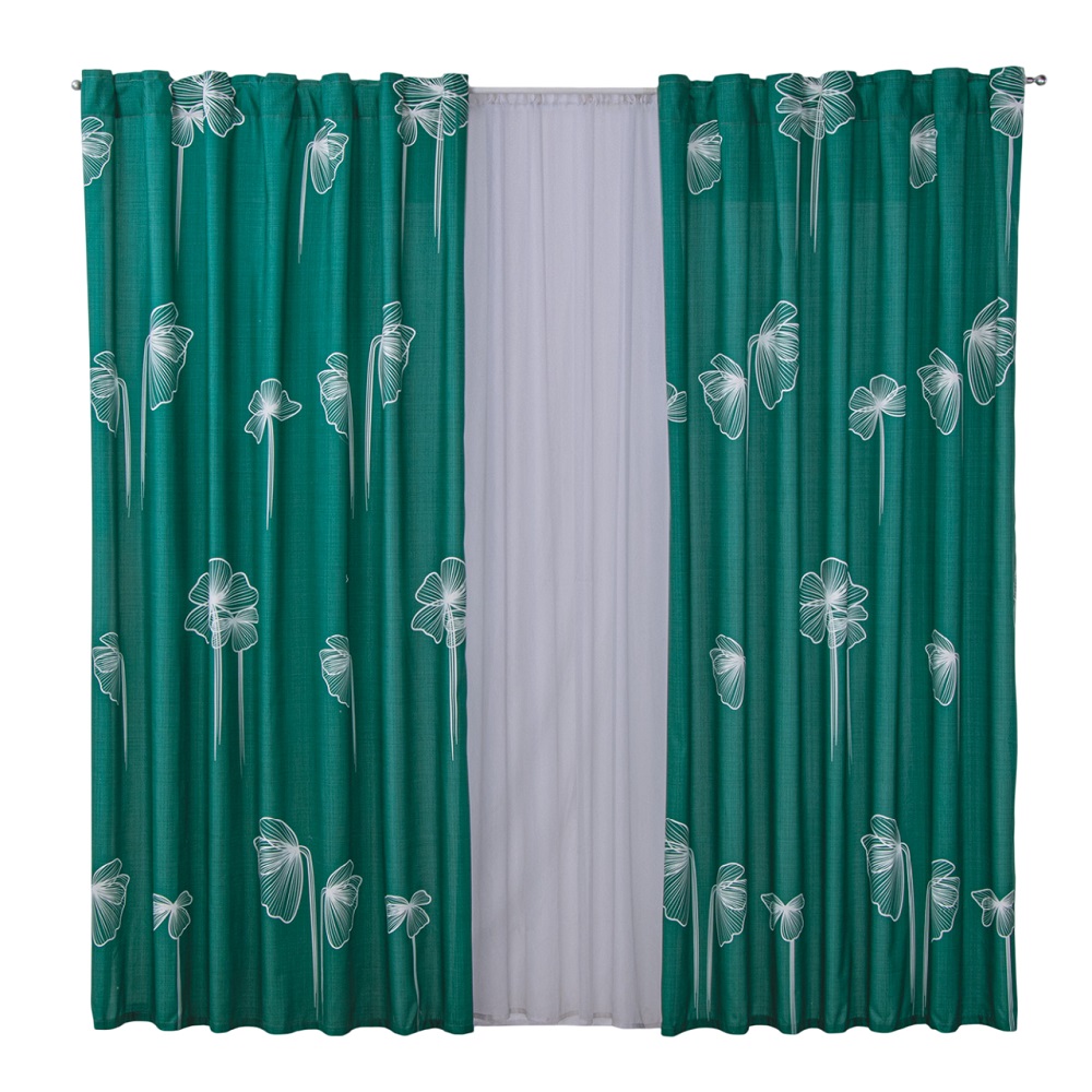 Cortina Decorativa Larga Suspiro Verde Poliester Concord