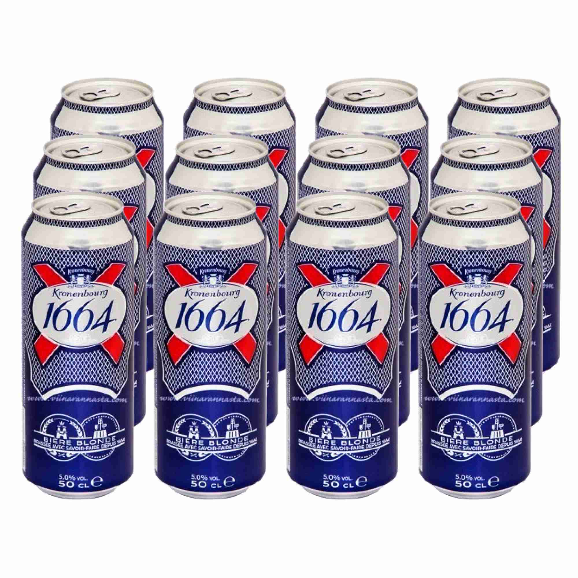 Cerveza Importada Premium Kronenbourg 1664 Lager 24 Latas de 500 ml