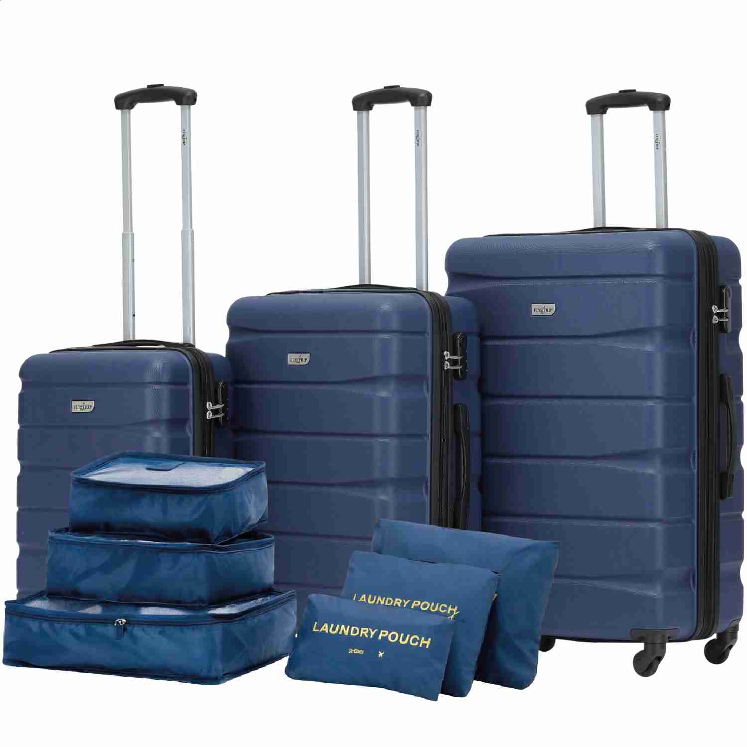 Set de 3 Maletas Fly & Trip Sidney 20, 24 y 28 Con 4 Ruedas Color Azul