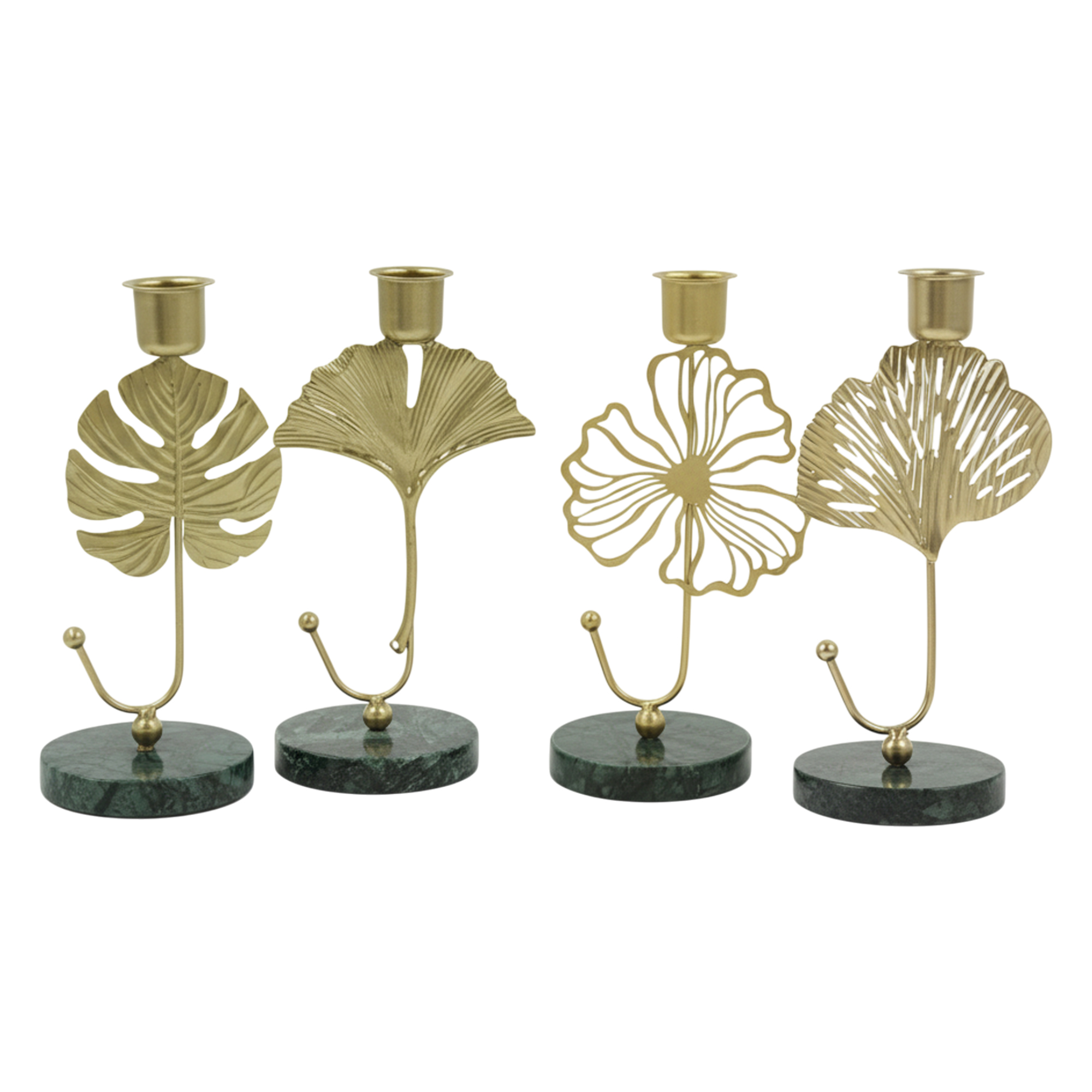 Ilios Innova | Set 4 Portavelas Decorativos, Diseño de Hojas Metálicas ...