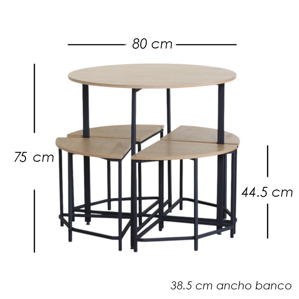 Ilios Innova | Juego de Comedor Industrial con Sillas Acoplables y Mesa ...