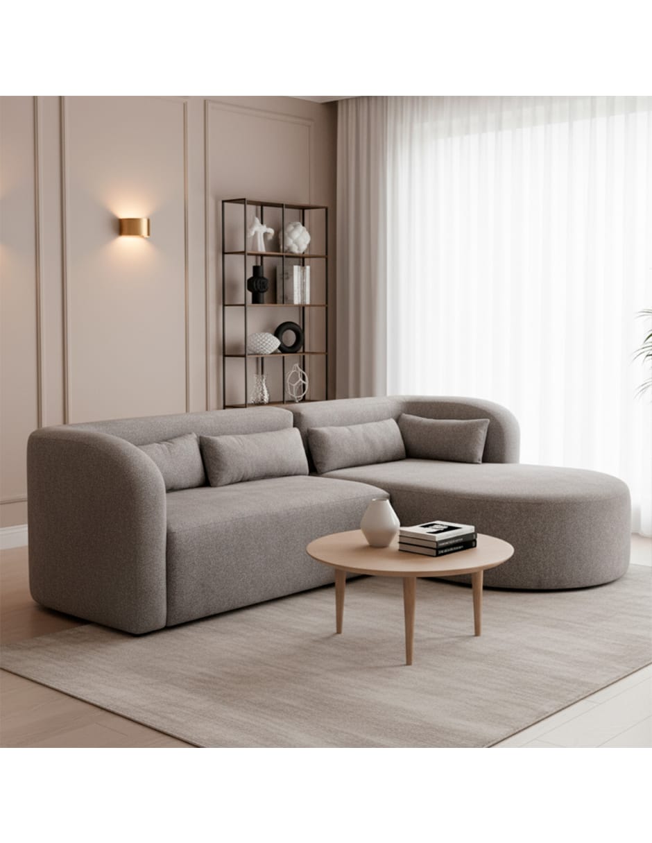 Sala Modular Katy Diseño Curvo y Envolvente, Tapizado Premium, 3-4 Plazas