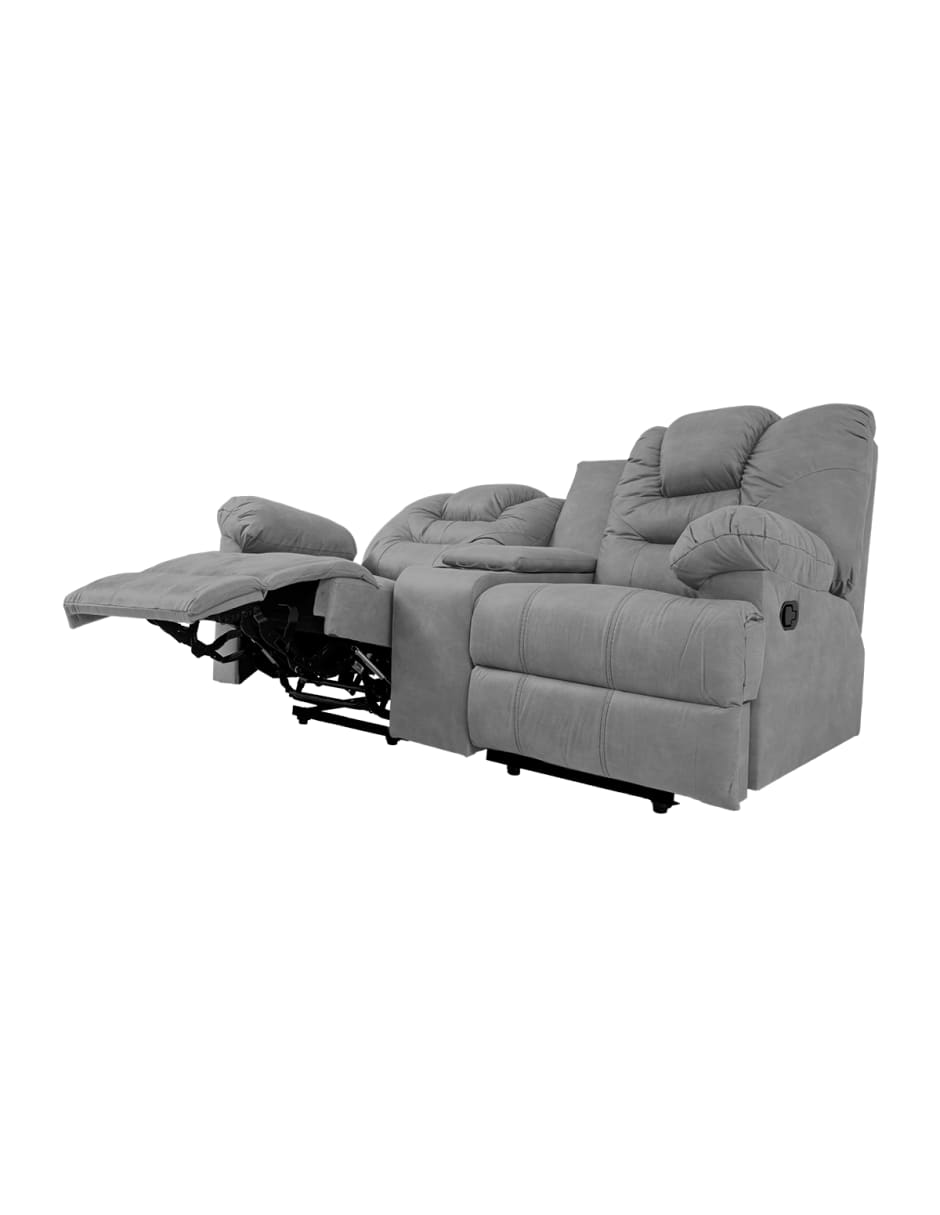 Set Sala Estancia, Sala Modular Caprice Gris + Sofá Reclinable Doble Ferrata Gris