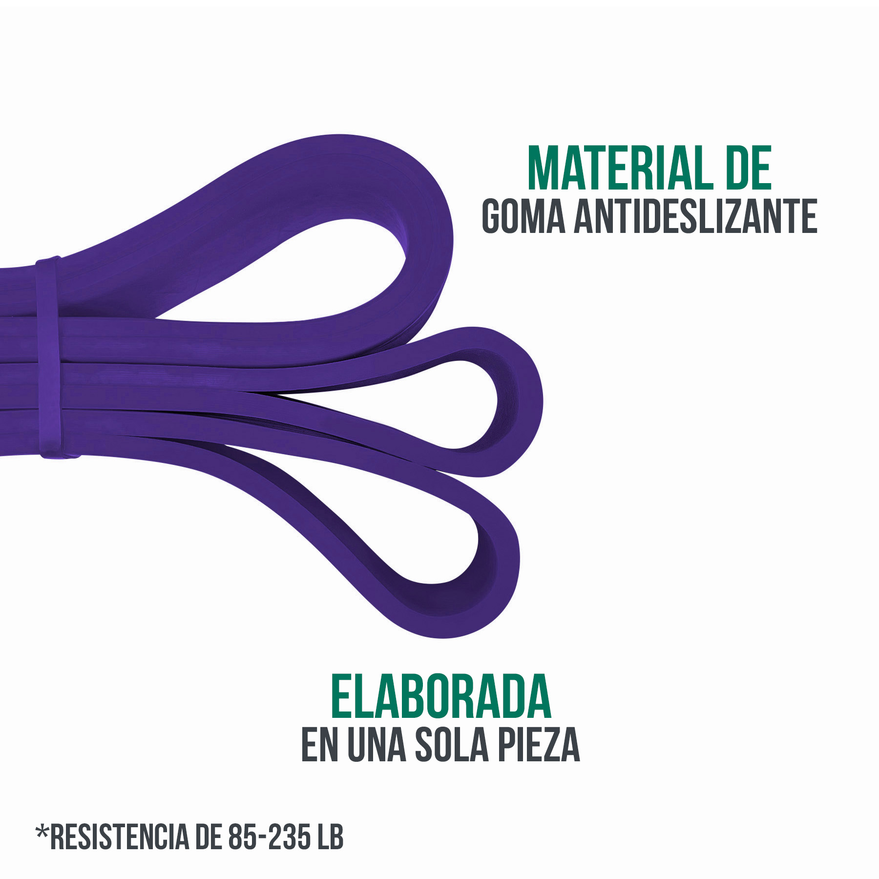Banda de resistencia larga 8.3x208 cm, 85 a 235 Lb Tayga color morado.