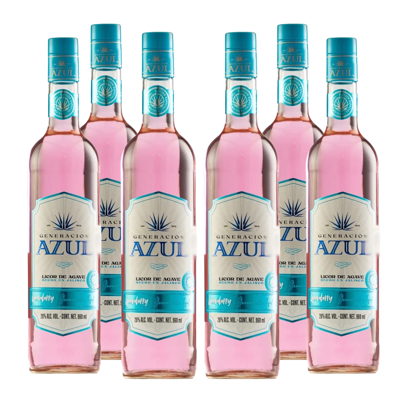 Six Pack Licor de Agave Generación Azul Guavaberry 960 Ml