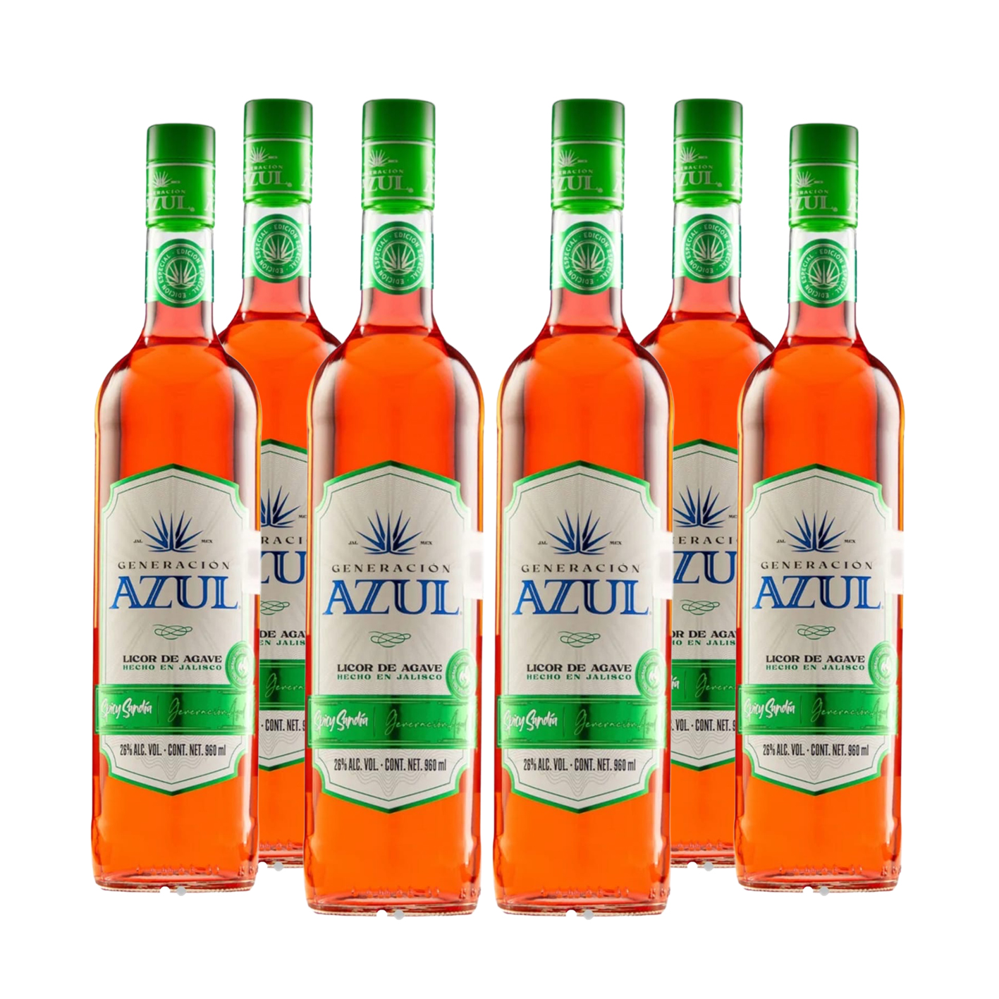 Six Pack Licor de Agave Generación Azul Spicy Sandía 960 Ml