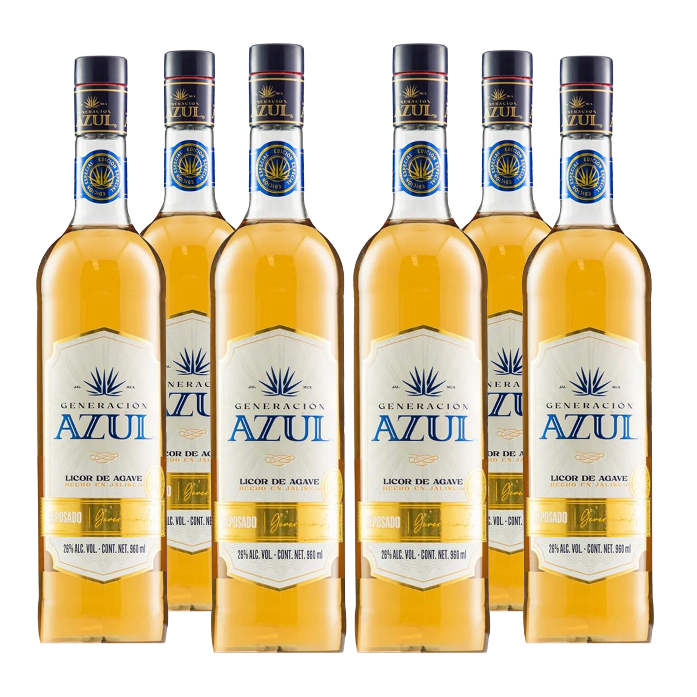 Six Pack Licor de Agave Generación Azul Reposado 960 Ml
