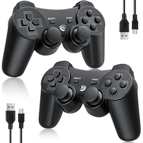 Set de 2 controles inalambricos compatibles ps3 con cable usb