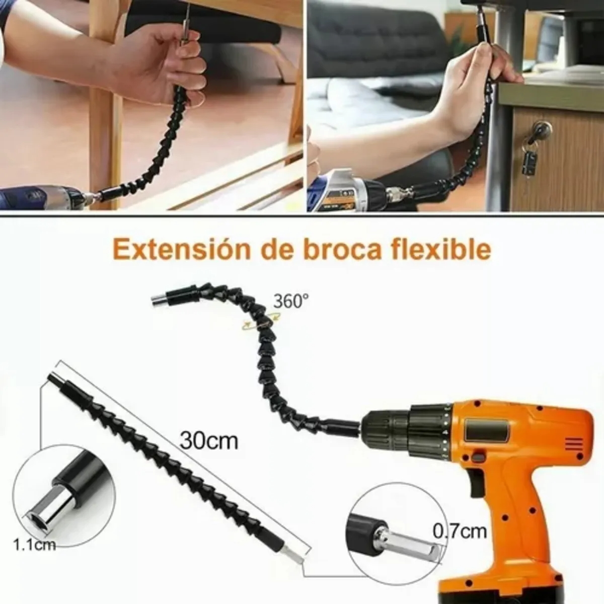 Adaptador Taladro Angular 105° Broca Extension Flexible Dado