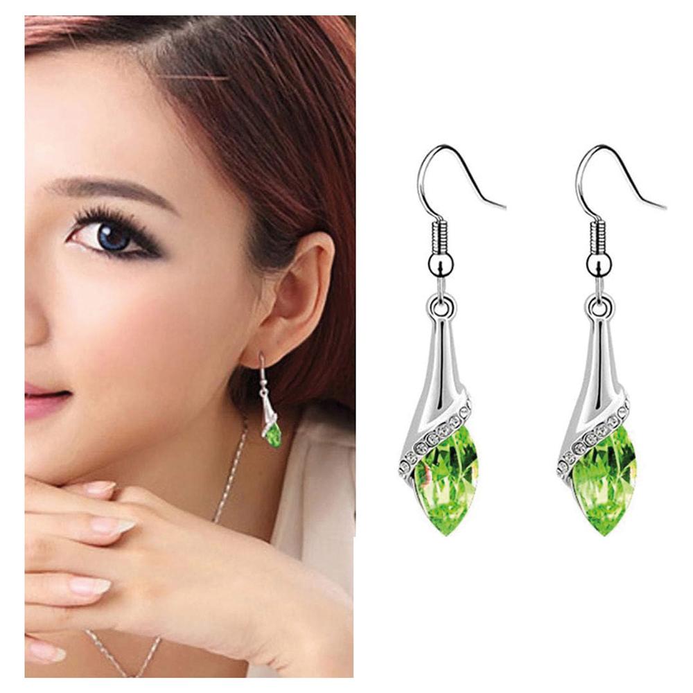 Aretes modernos MXZRP-001 1Par S925 Plata Circón Verde Aretes Gota de ...