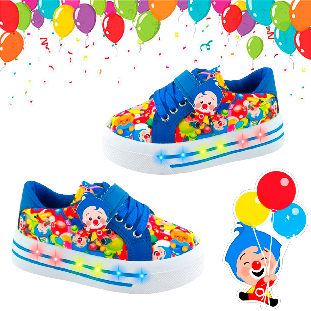 Tenis Infantiles Payasito Niños Plim Plim Luces Led 1026-N-App