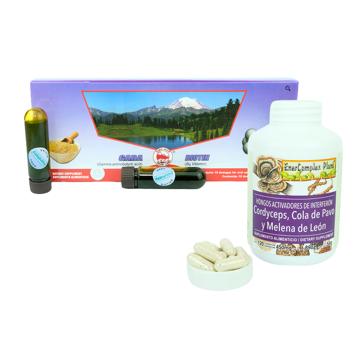 Kit estres y animo GABA Adaptogenos 10 Ampolletas 120 Caps