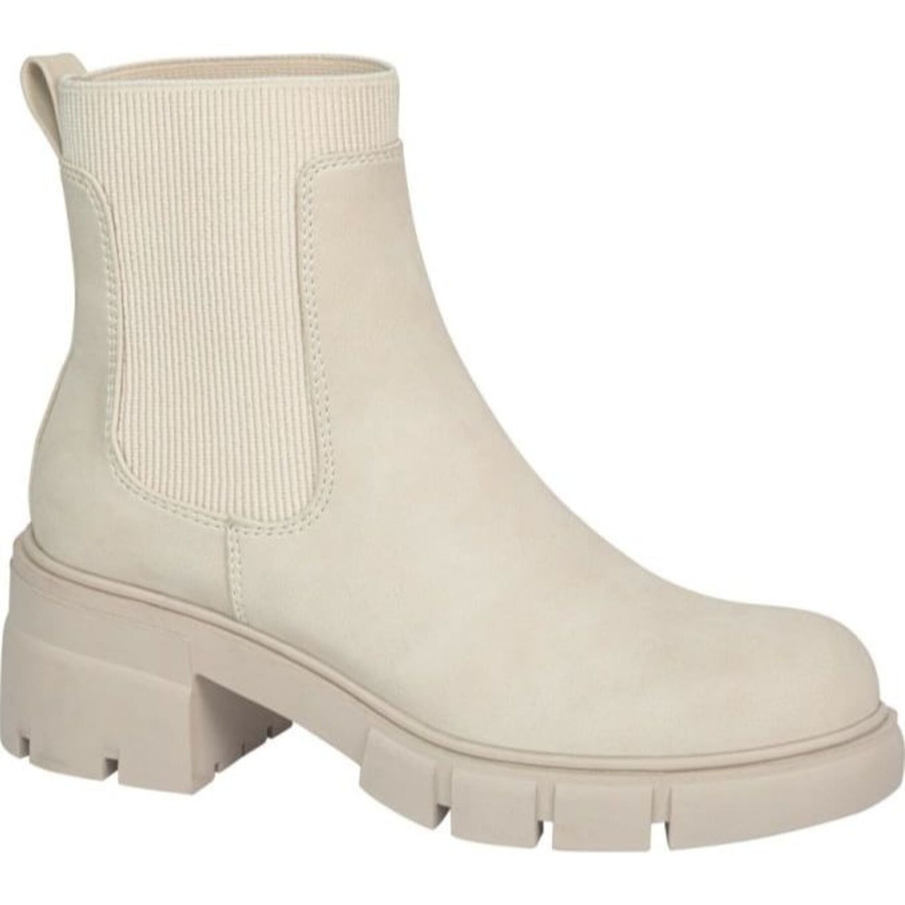 Bota de mujer, tipo Chelsea, corta, con suela track, acabado nobuck ...