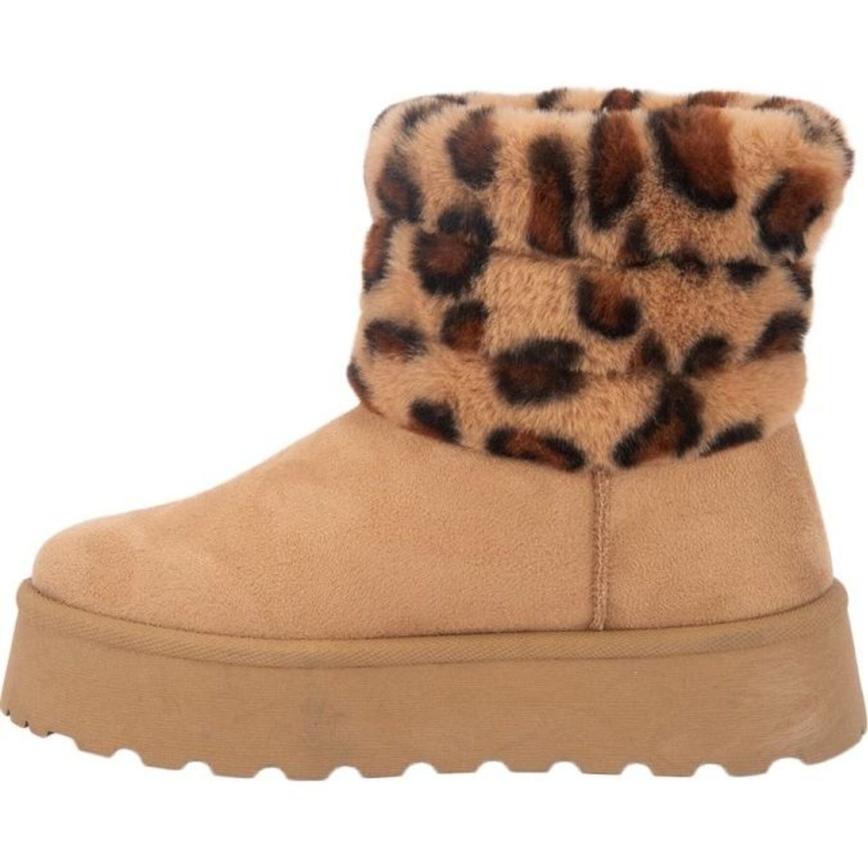 Botas de mujer, cortas, de ante, con animal print, color camel, mod ...