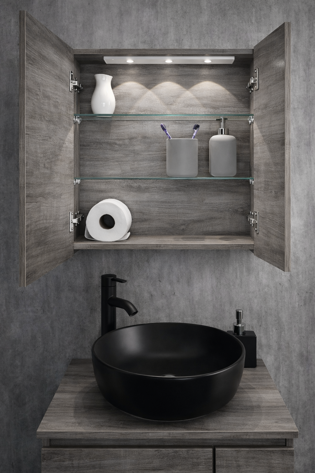 Esatto® Espejo botiquín con luz Bass Lombardía de lujo 60 x 60 x 14 cms ...