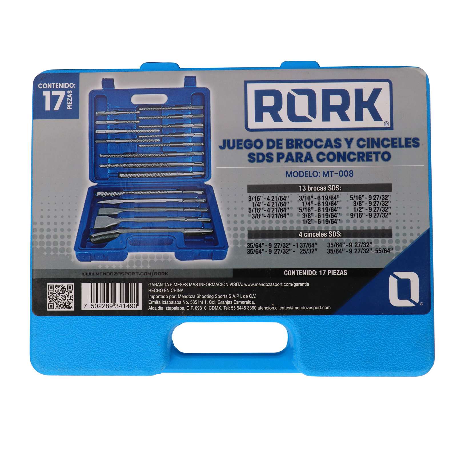 Juego de 17 brocas para concreto SDS plus MT-008 RORK