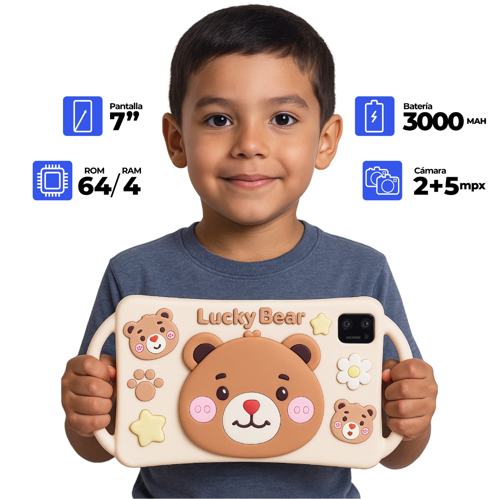 TABLET AMSCHEL K77 PARA NIÑOS 7" CAMARA 5 MP | Android 13 | 64 GB ...