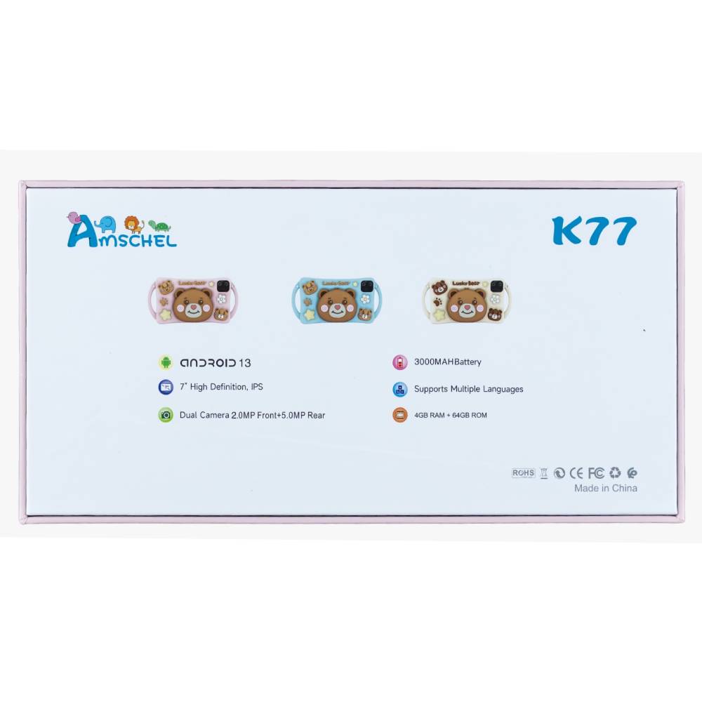 TABLET AMSCHEL K77 PARA NIÑOS 7" CAMARA 5 MP | Android 13 | 64 GB ...