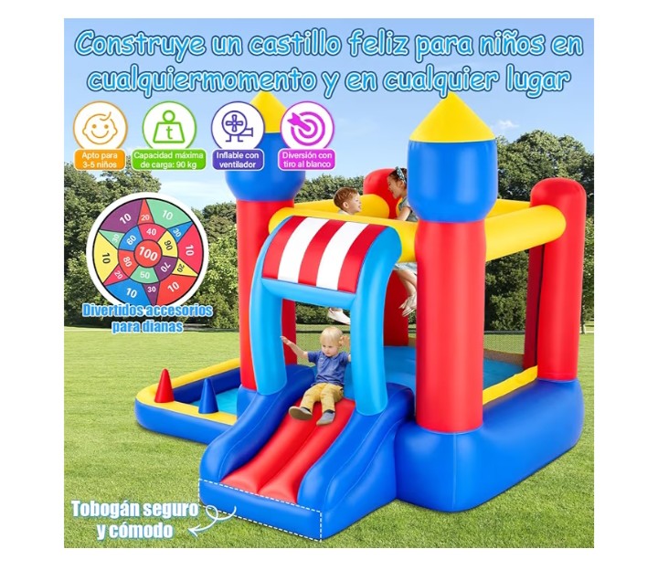 Brincolín inflable diversión sin límites con sopladora y accesorios