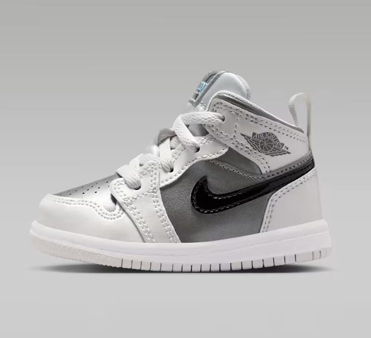 Tenis Jordan 1 Mid SE Gris/negro Bebes Tallas #8 al #16