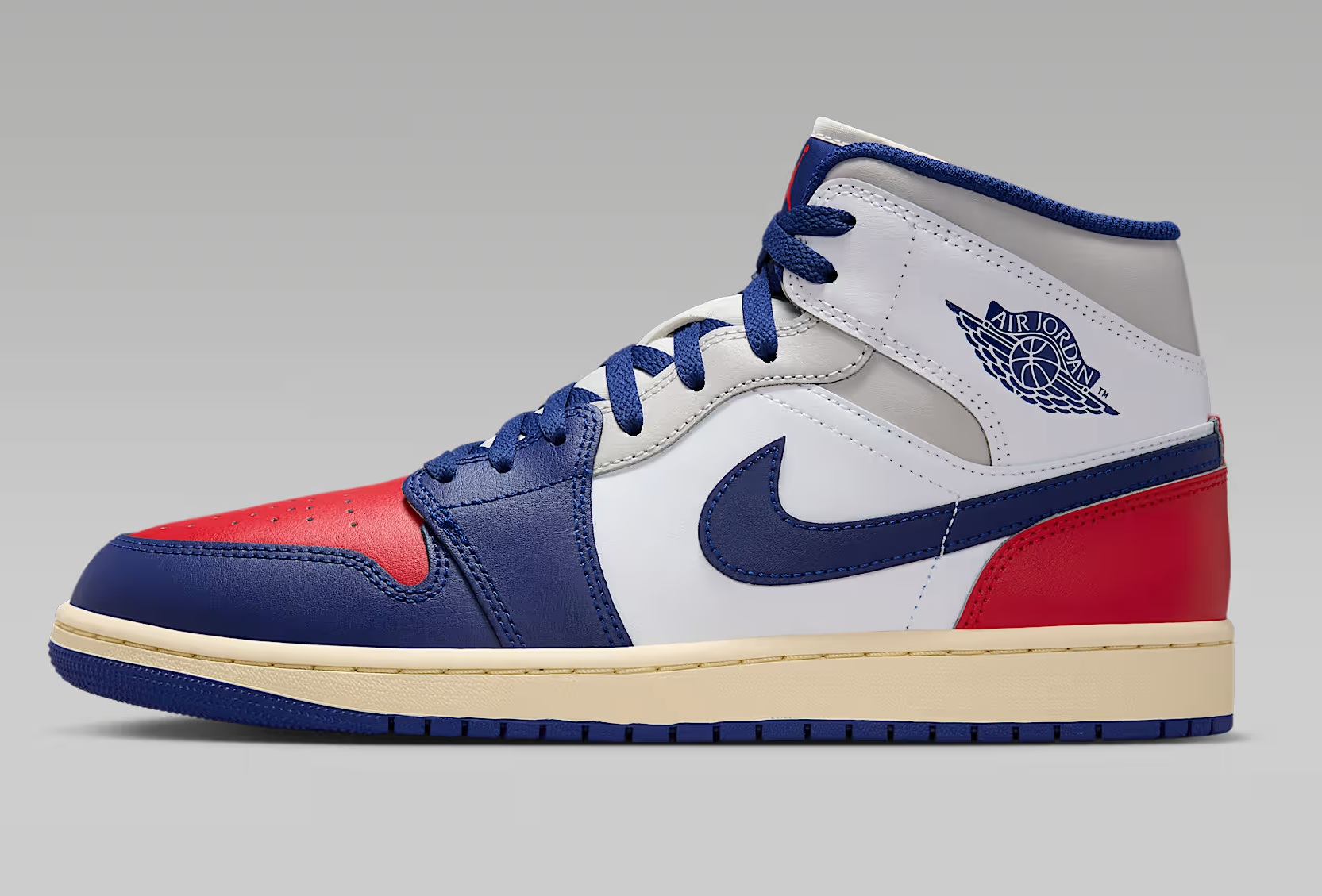 Tenis Air Jordan 1 Mid Rojo/blanco/azul Hombre Tallas #25 al #30