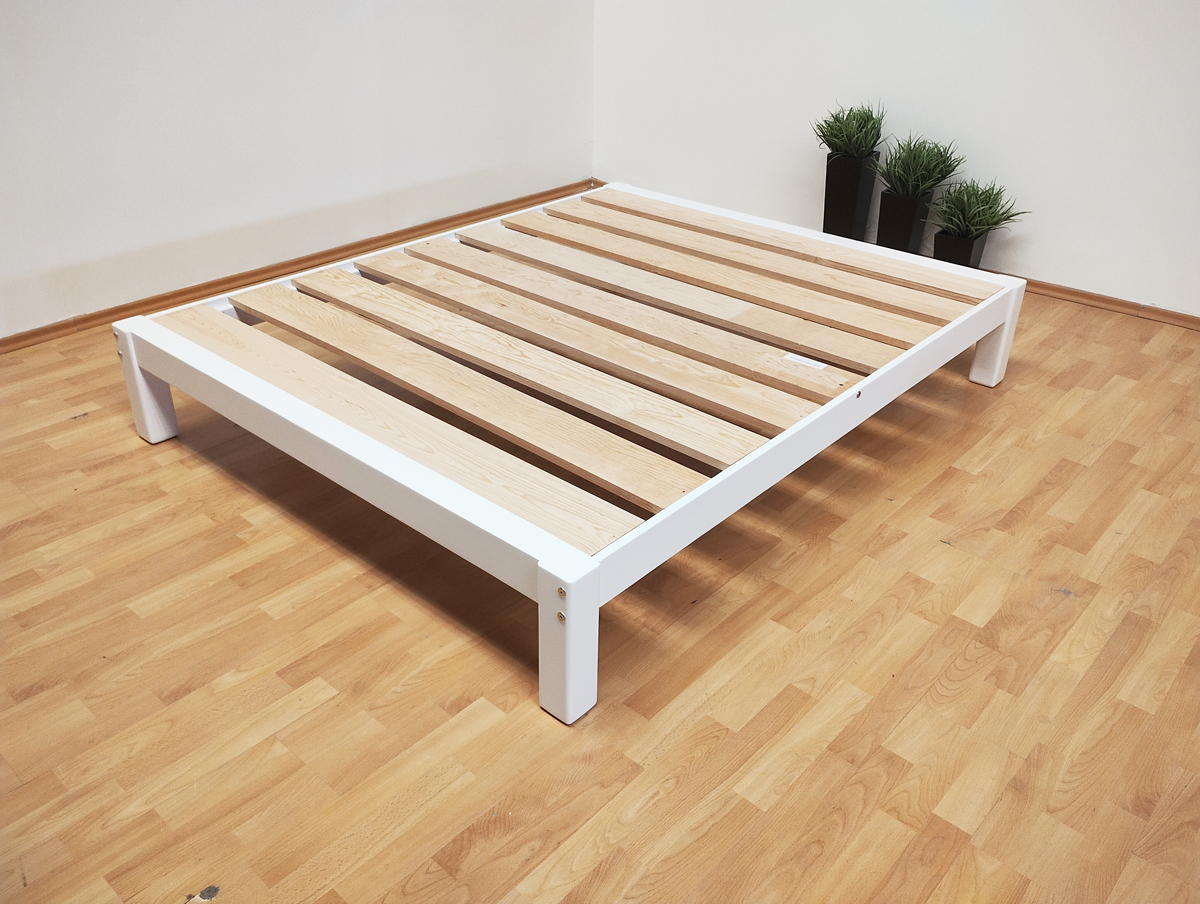 Base De Cama Para Cama Queen Size Tradicional Desarmable Laca Color Blanco
