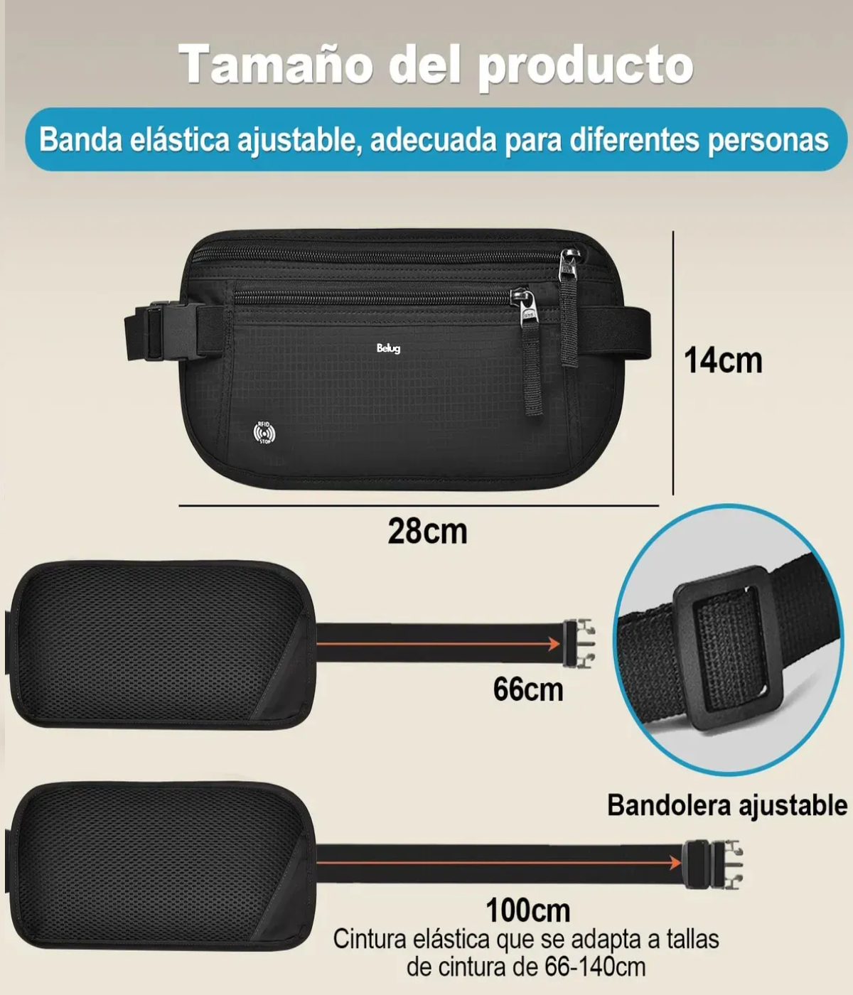 "Cangurera Deportiva Seguridad Negra