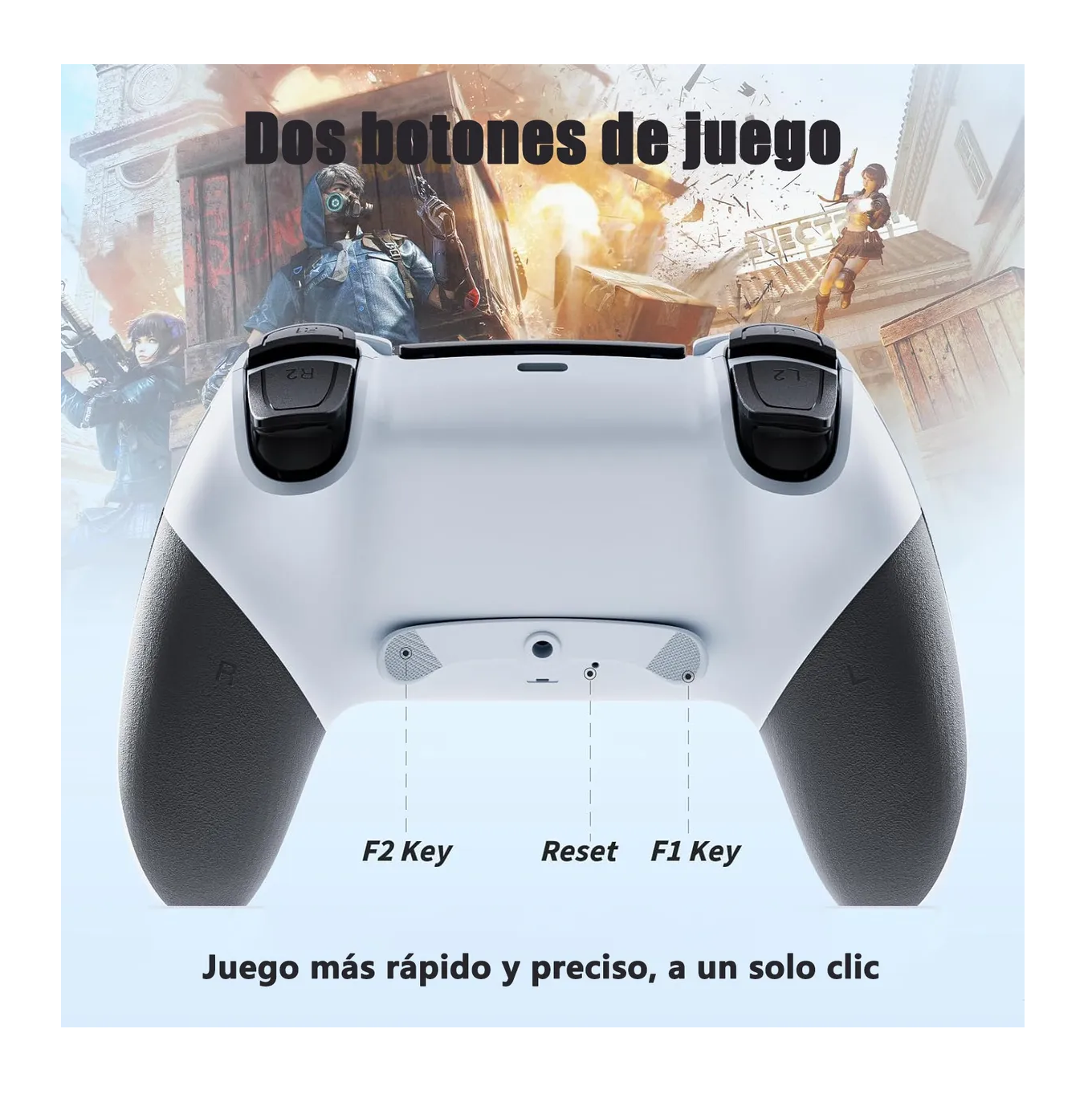Control Inalámbrico Mando Compatible Con Para Ps4 Y Pc BLanco con negro