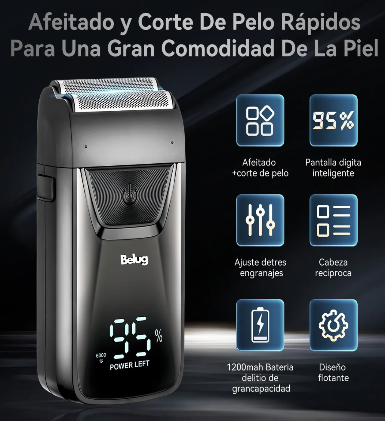 Rasuradora Eléctrica Recargable Afeitadora Para Barba negra