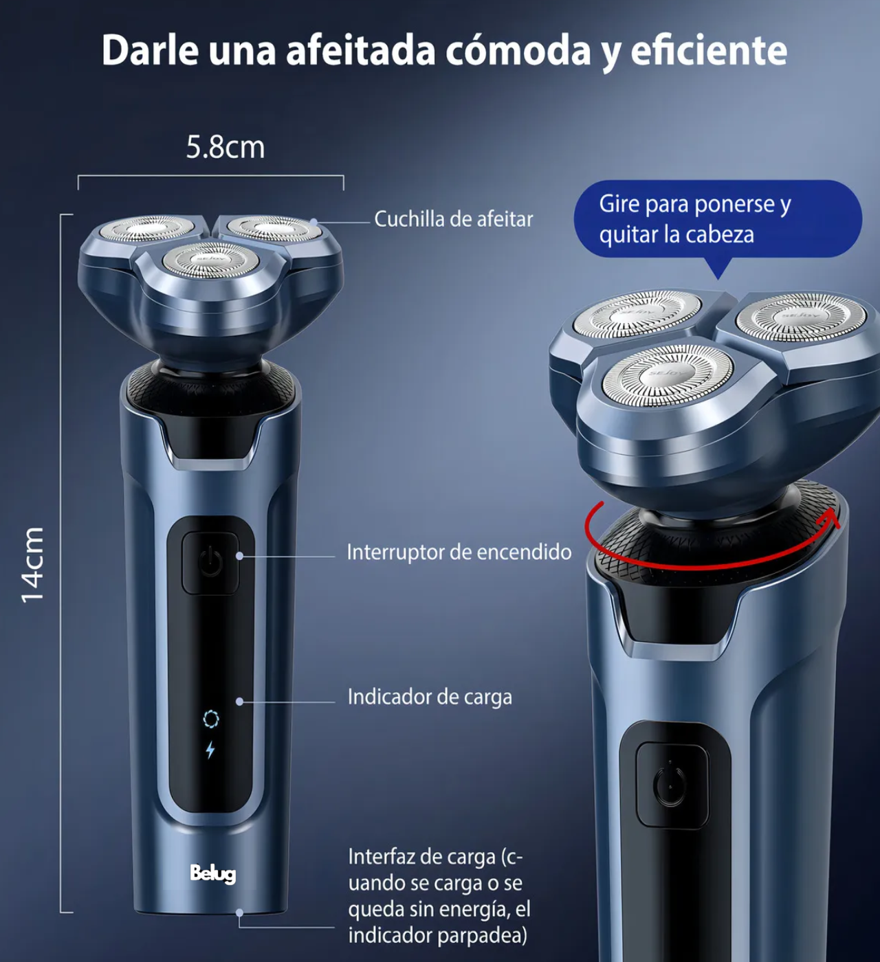 Rasuradora Electricas Recargable Barba Txd-x2 Azul
