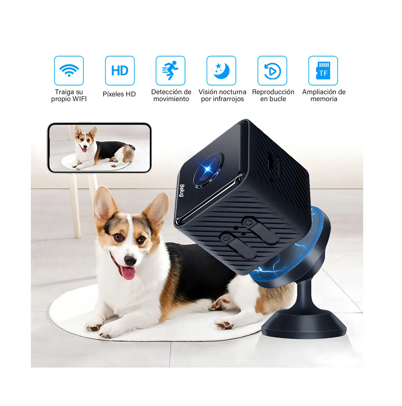 Mini Cámara Espía Wifi Vigilancia Hd 1080p Con Ir Alarma 2mp Hotu