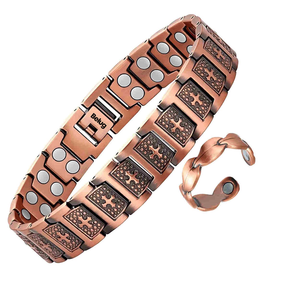Pulsera De Hombre Magnética Cobre Puro Brazalete P/ Hombre