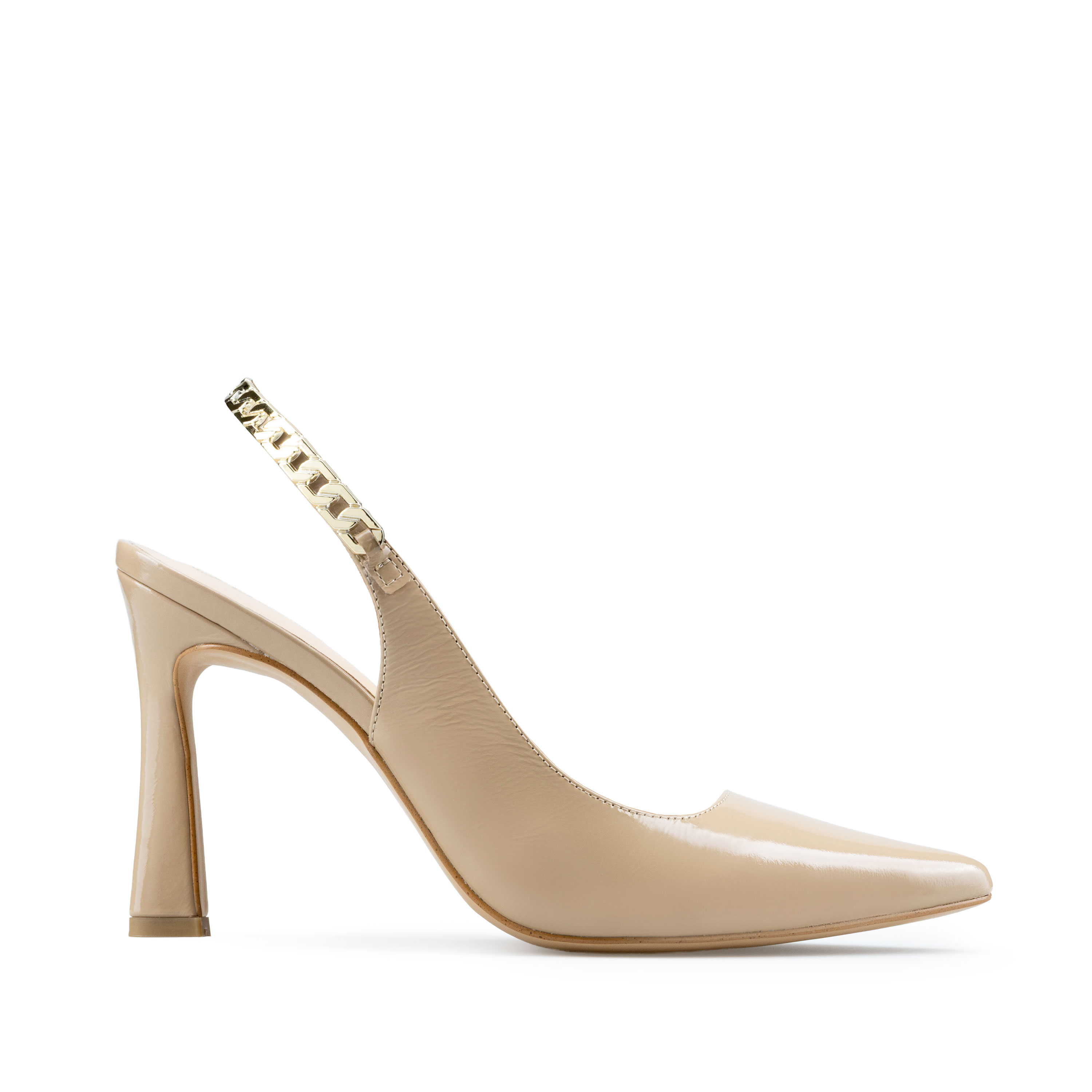 Zapatillas De Tacón Davenia De Piel Para Mujer Mod. Sandra Beige