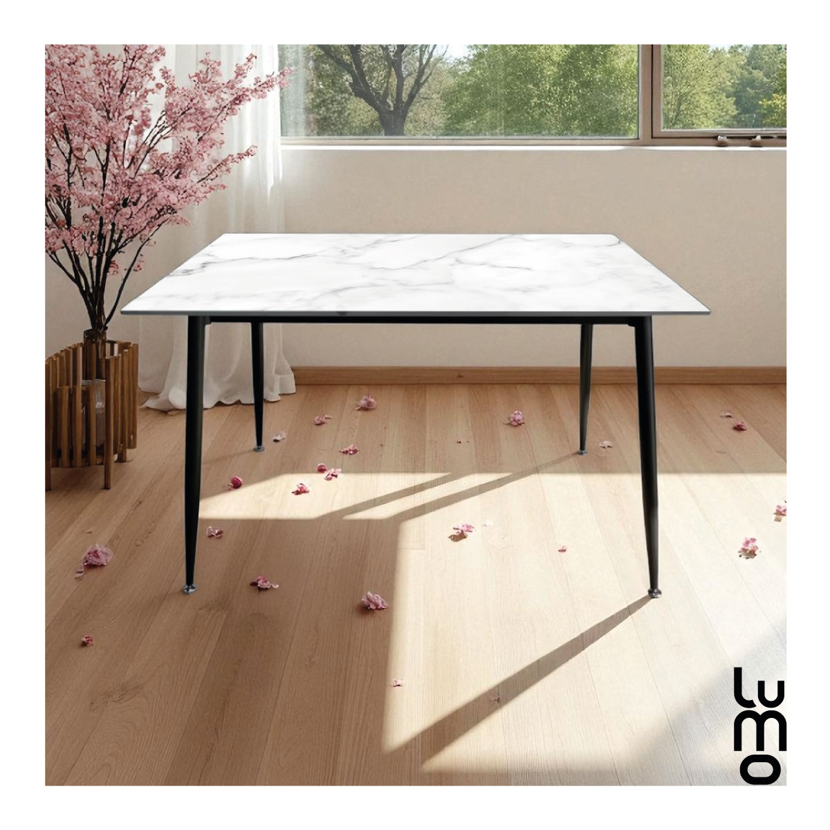 Set de Comedor Mesa Tipo Marmol Rectangular + 4 Sillas Tulip