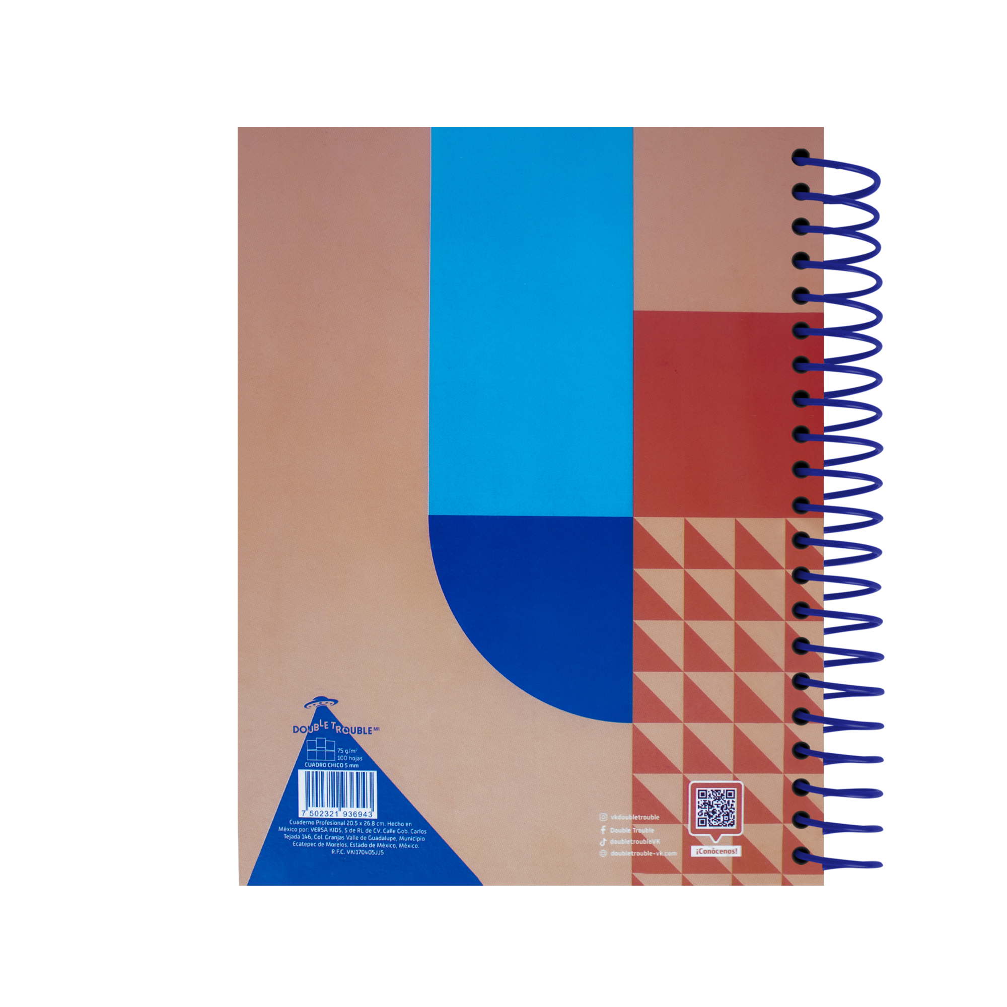 Cuaderno Libreta Profesional 200 Hojas Pasta Dura Mosaicos Cuadro chico