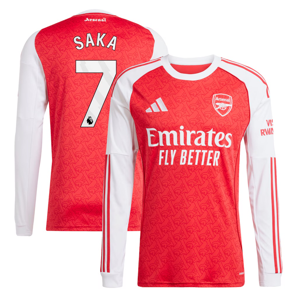 Jersey original Adidas Arsenal Inglaterra manga larga 2025-2026 Saka #7 ...