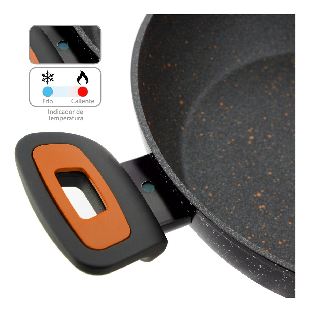 Juego De 3 Cacerolas + Tapa Antiadhere Forjado 28, 26 Y 24cm Naranja