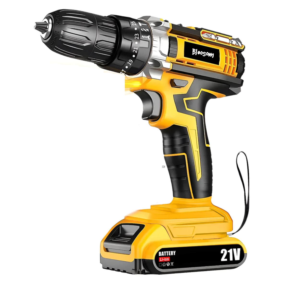 Taladro Atornillador Alto Impacto Inalámbrico Con Baterías, Amarillo