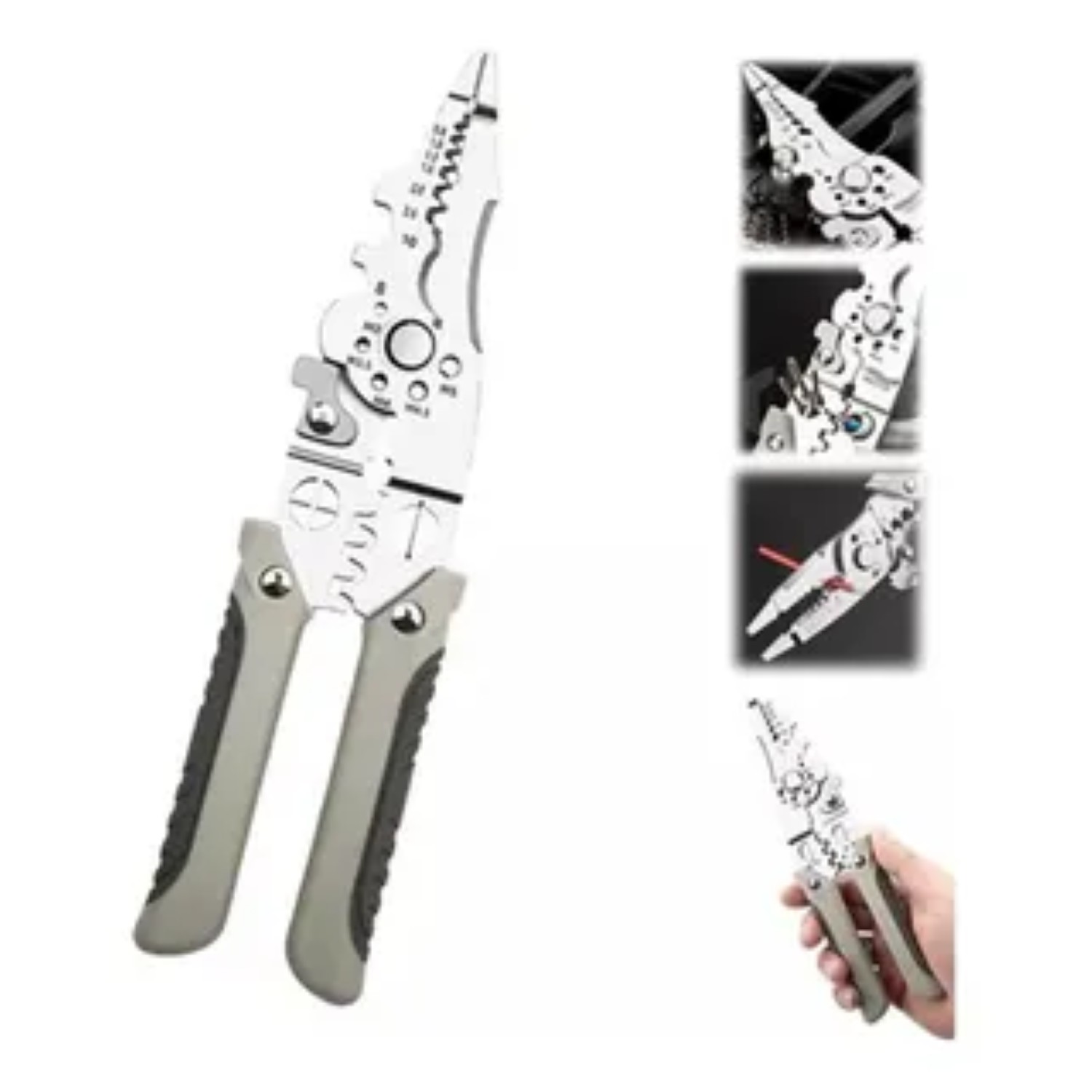 Pinzas Pelacables De Electricista Multifuncional 10 En 1 Gris