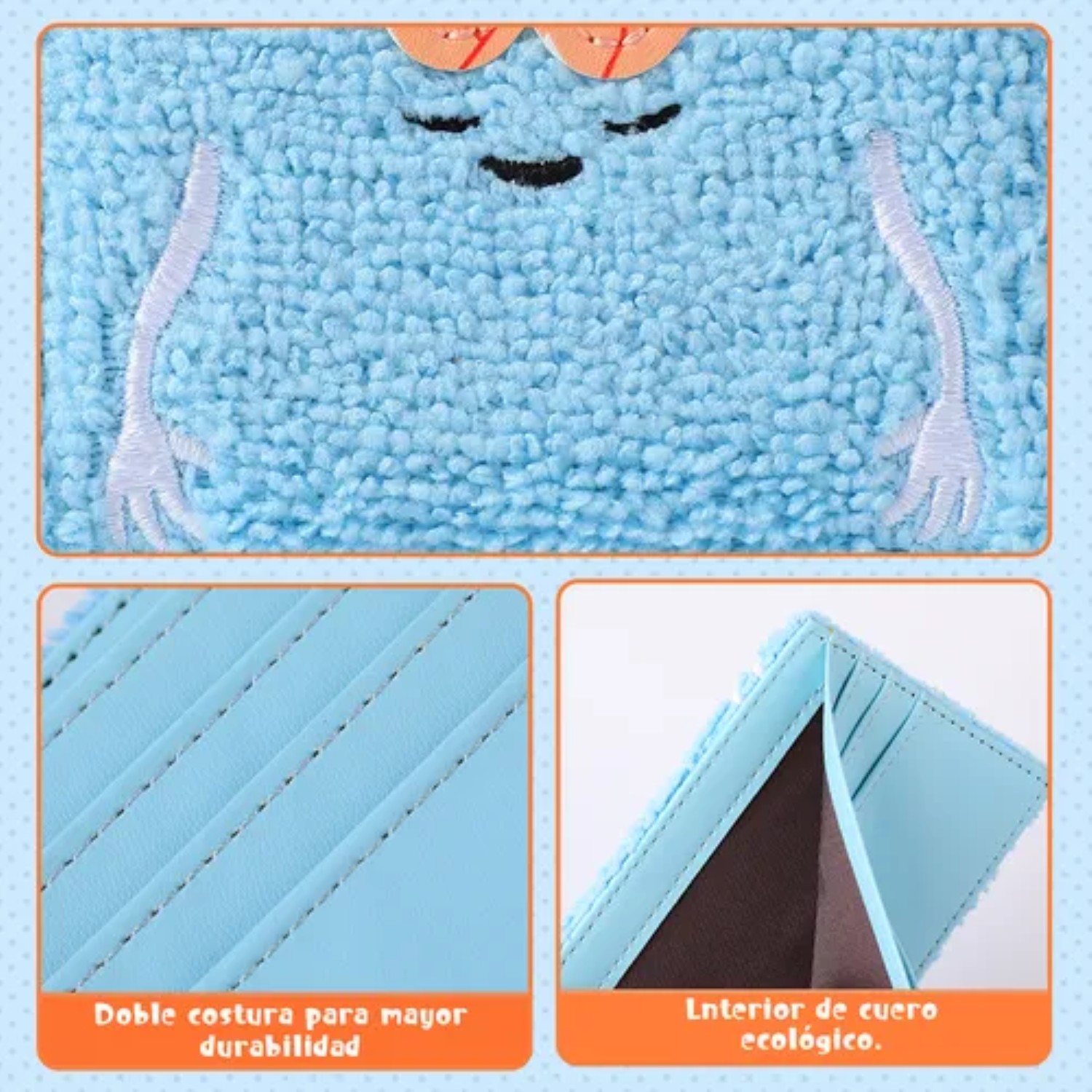 Cartera Billetera Tarjetero Toallin azul