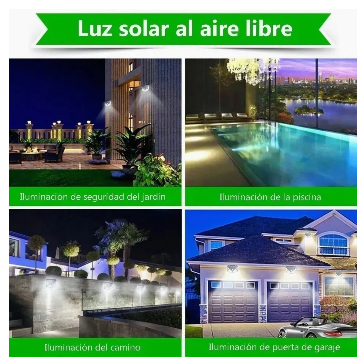 Lámpara De 100 Leds Con Energía Solar Para Jardín, 2 Uds, Negro