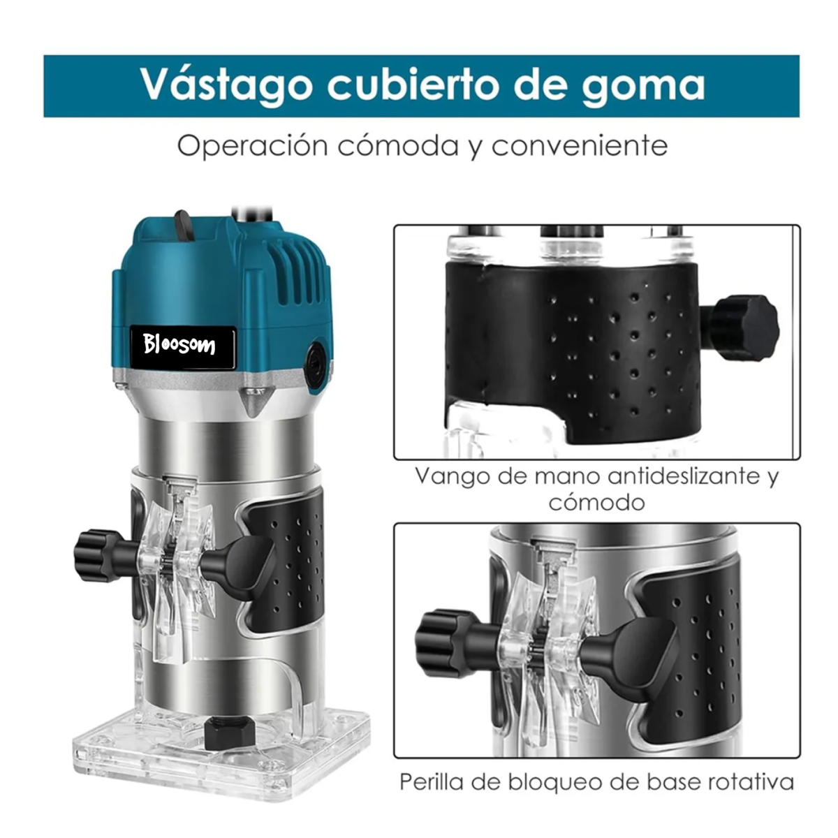 Router Madera Recortadora Rebajadora 800w +15 Brocas Carburo, Azul