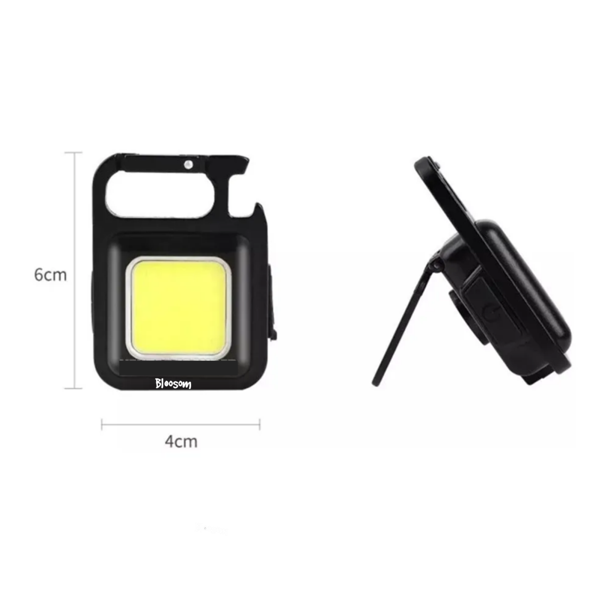 Lampara Mini 800 Lúmenes Imán Usb Tipo C Llavero Destapador, Negro