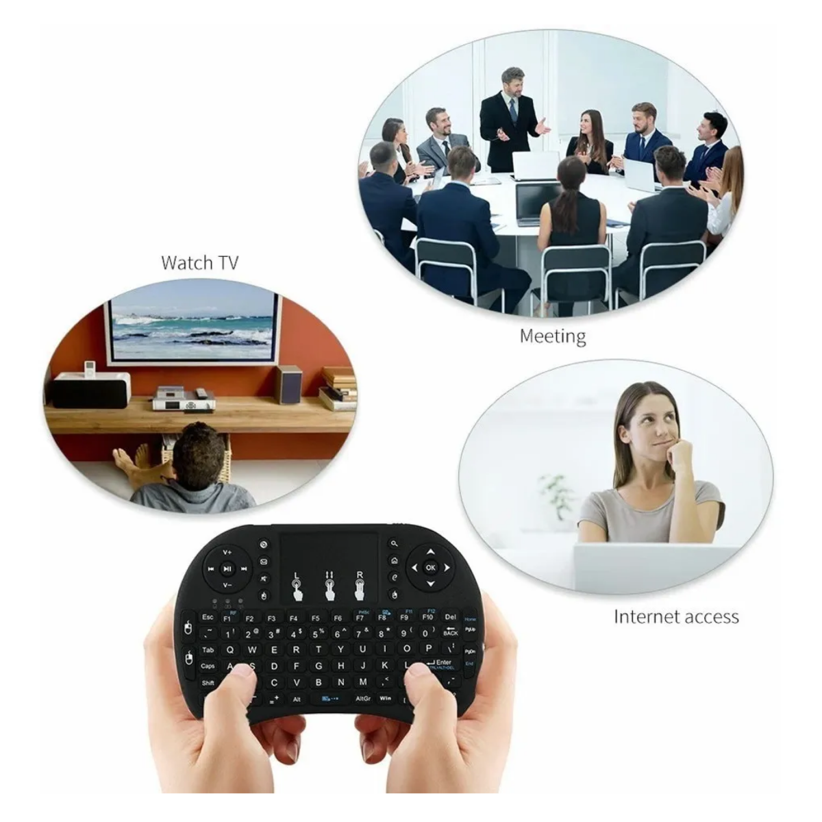 Mini Teclado Inalámbrico Iluminado España Smart Tv Xbox Pc, Negro