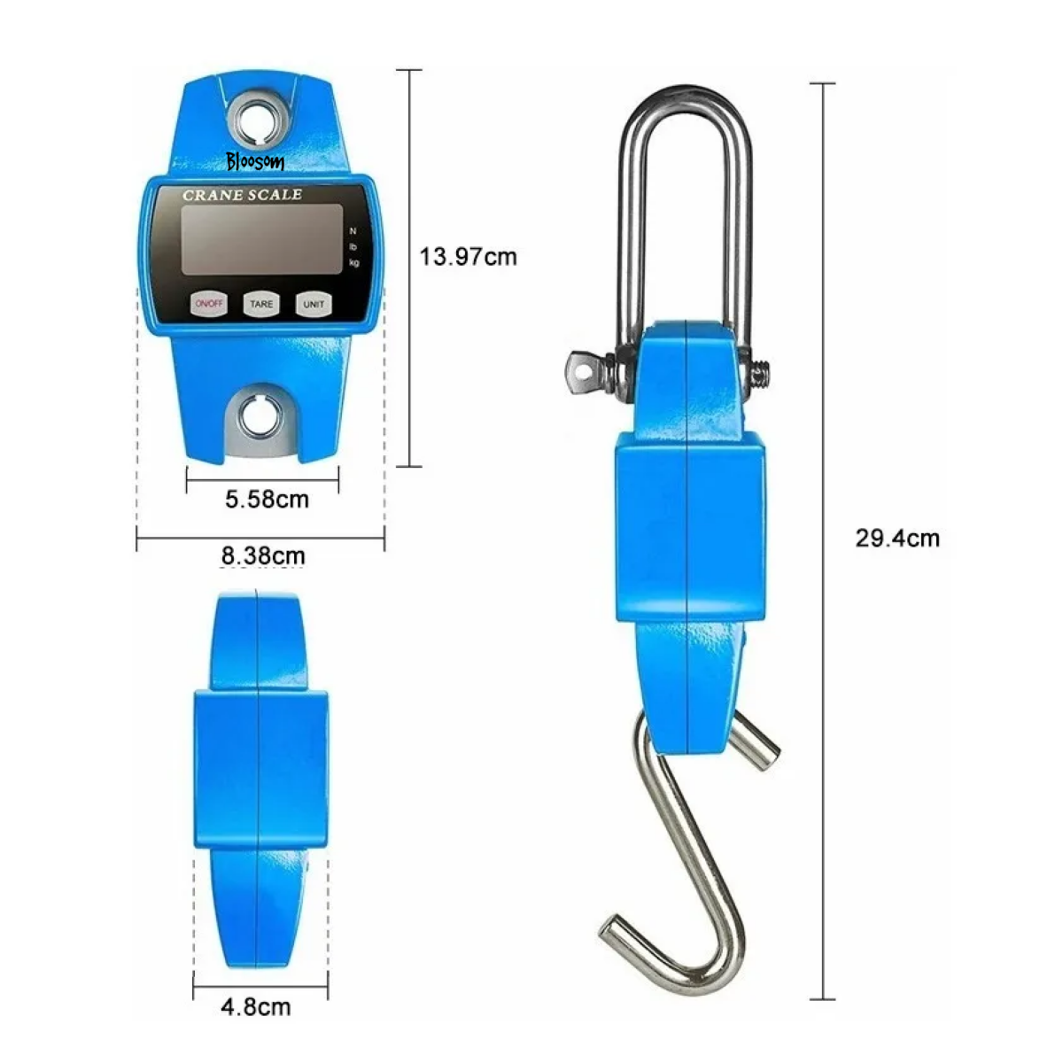 Báscula Industrial Digital Colgante Portátil Con Colgar300kg Azul