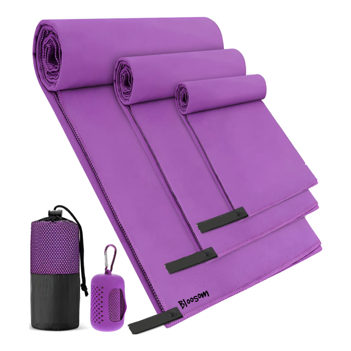 Set 3pz Toalla De Microfibra Secado Rápido Toalla Deportiva Gym Violeta